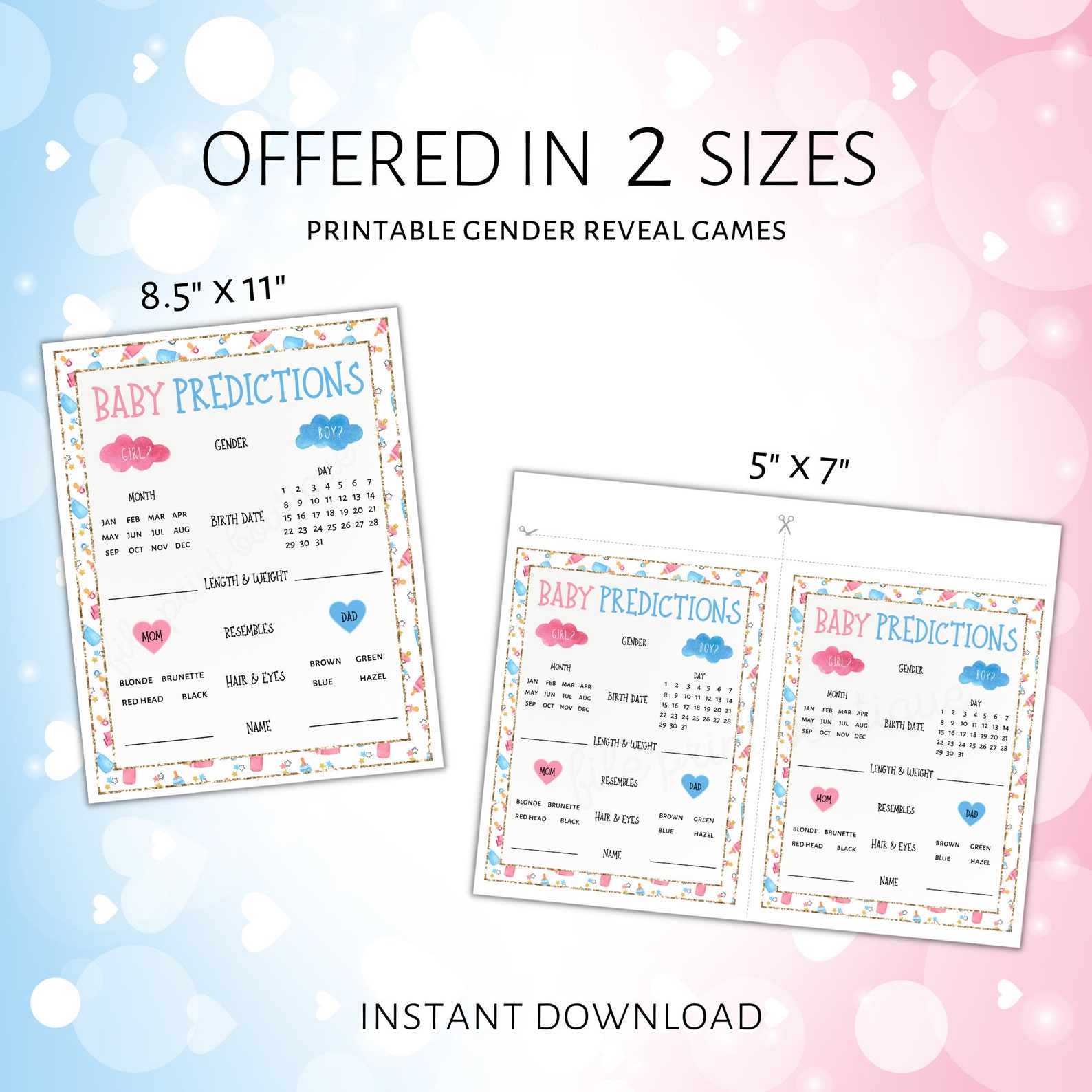 Gender Reveal Party Games Printable Gender Reveal Activities - Etsy Australia