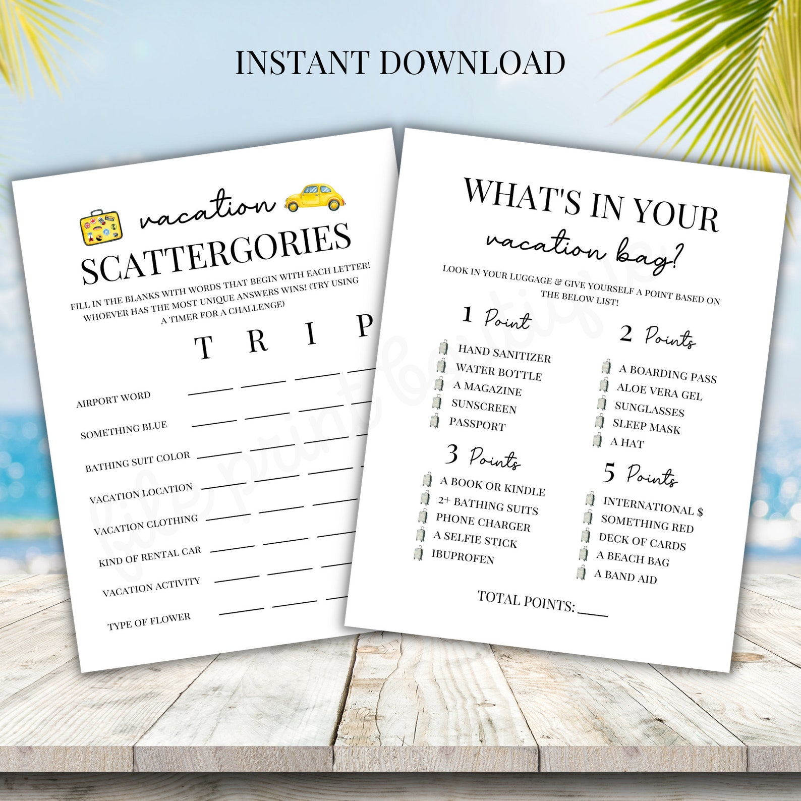 Vacation Games Bundle: 10 Printable Family Activities (digital Download ...