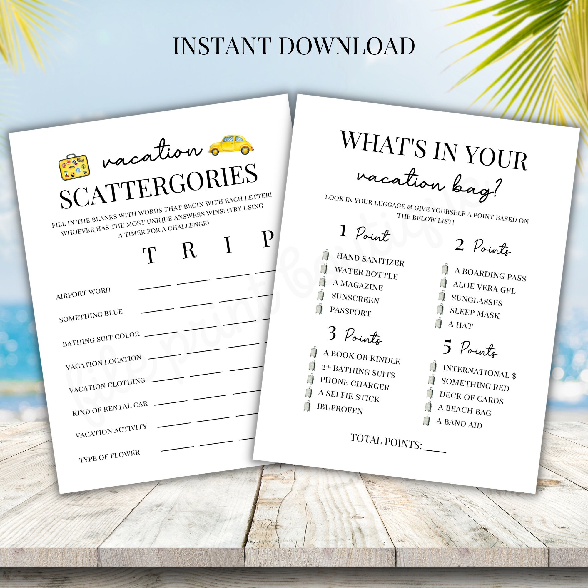 Vacation Games Bundle: 10 Printable Family Activities (digital Download ...