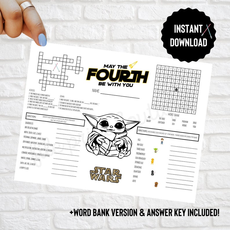 May the 4th Star Wars Printable Kids Activities,star Wars Crossword ...