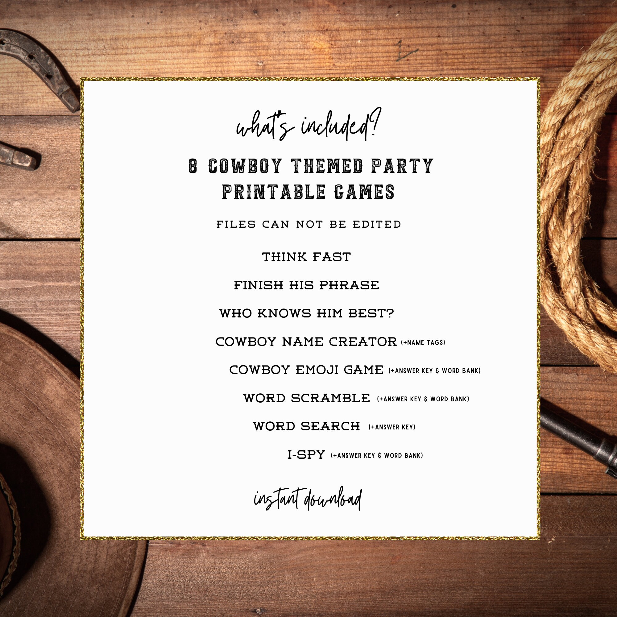 Cowboy Party Games: Printable Activities Bundle (digital Download) - Etsy