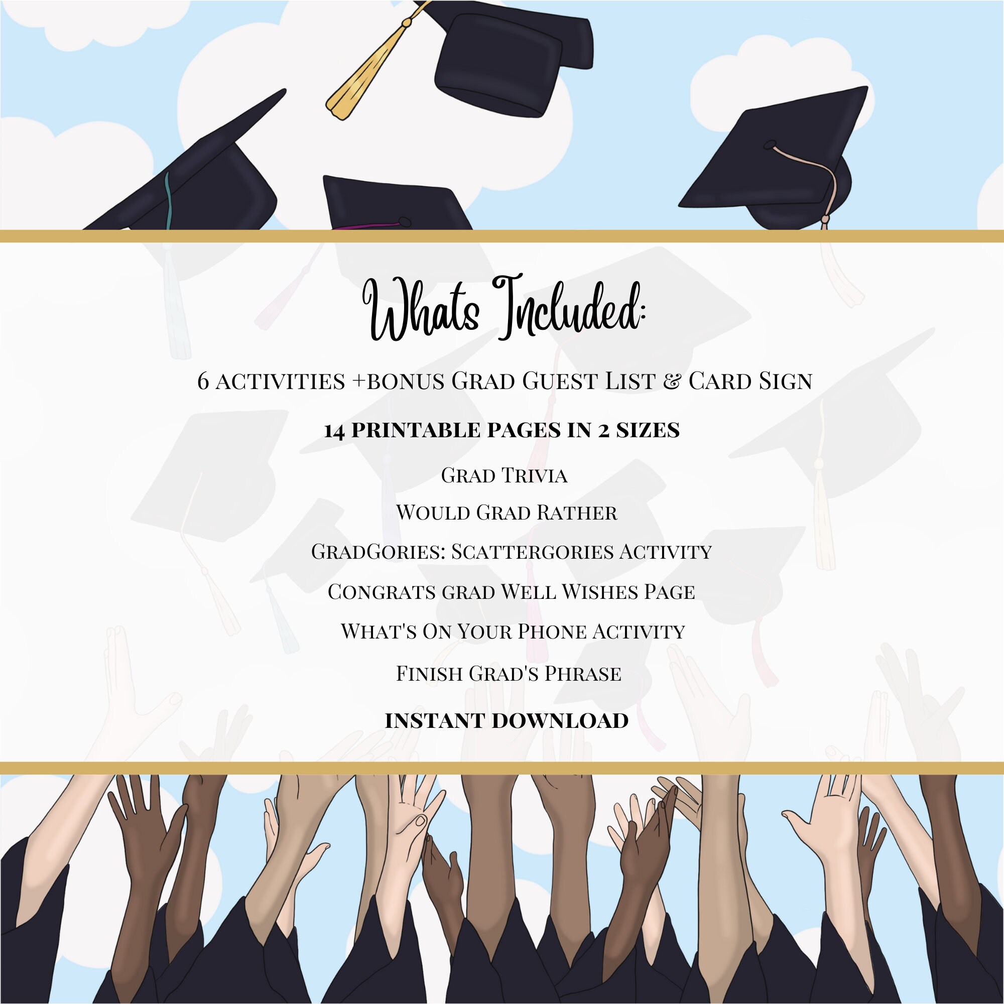 Graduation Party Game Bundle Gold Graduation Games - Etsy
