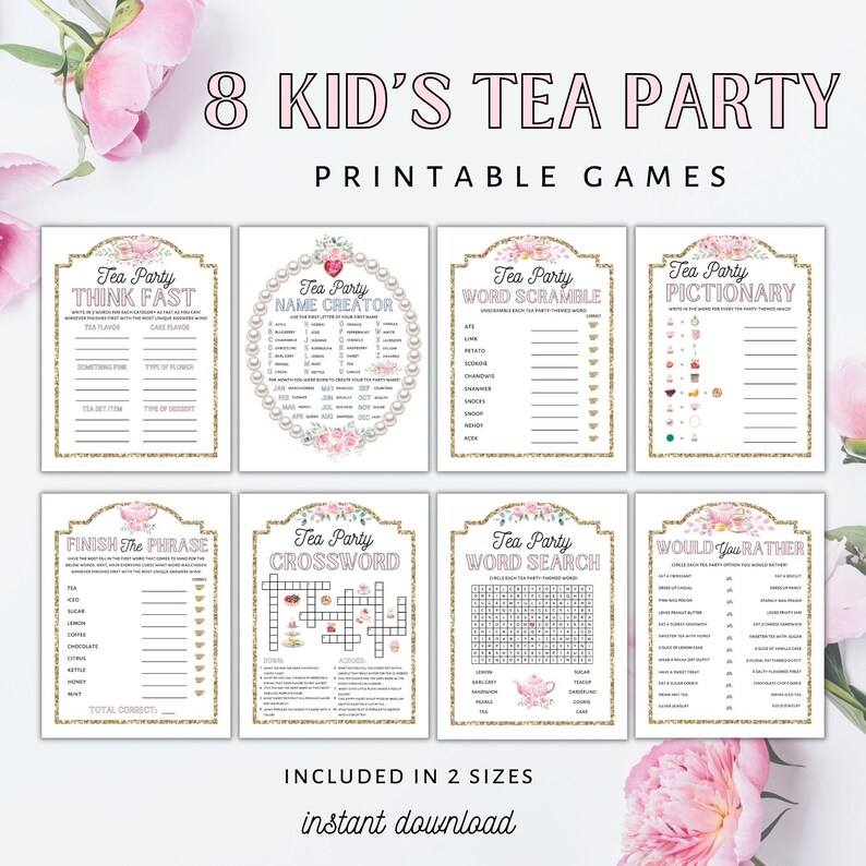 Tea Party Games for Kids Printable Printable Kid's Tea - Etsy Canada