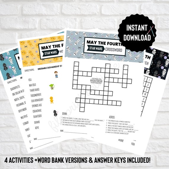 May the 4th Star Wars Printable Kids Activities Word Search - Etsy