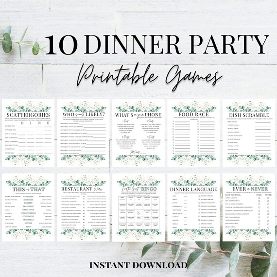 Dinner Party Games Printable Dinner Party Activities - Etsy Canada