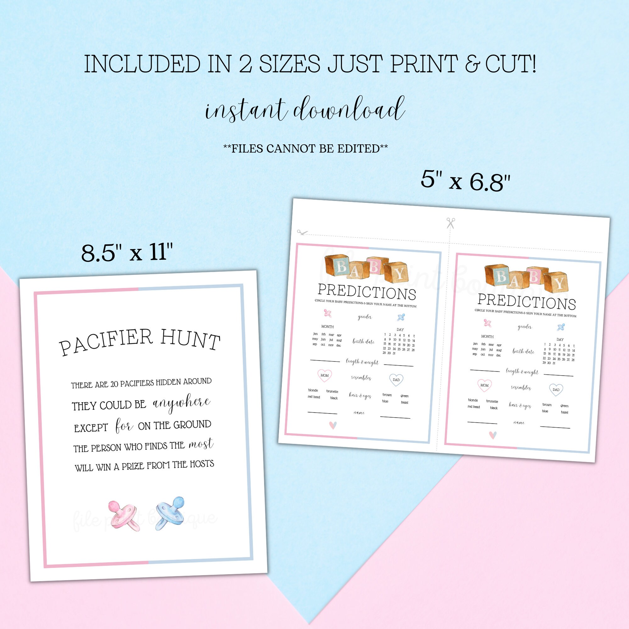 Gender Reveal Party Games Printable Gender Reveal Activities - Etsy