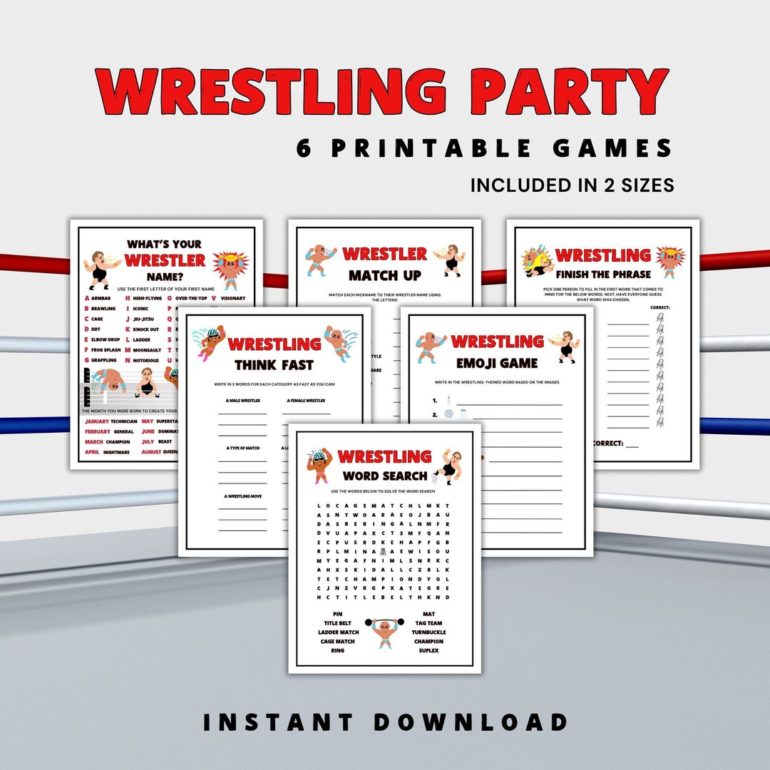 Wrestling Printable Games, Wrestling Party Games, Printable Party Games ...
