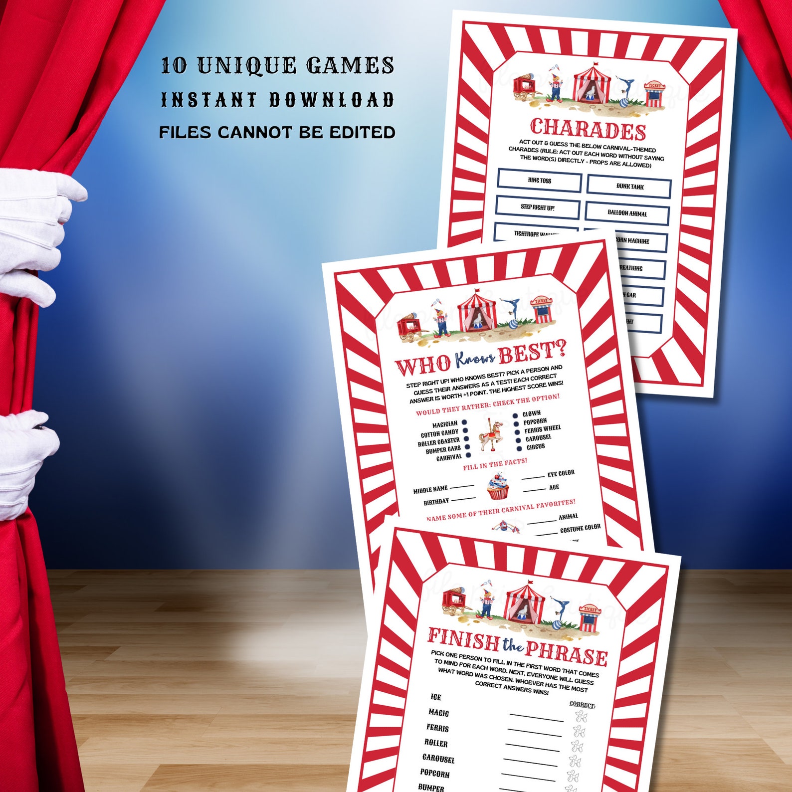 Carnival Party Games: Printable Circus Activities (instant Download) - Etsy