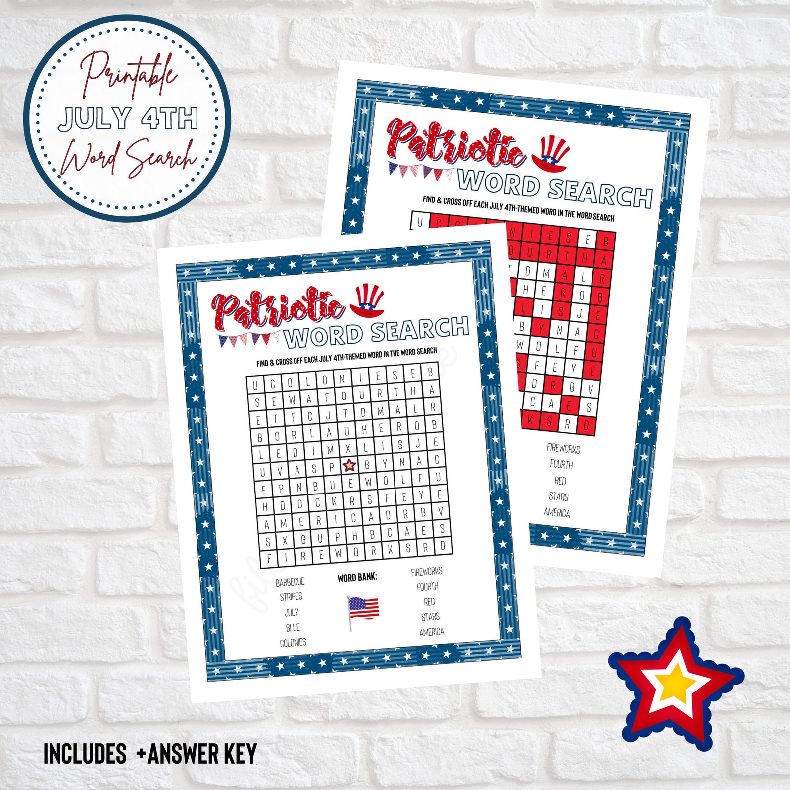 Fourth of July Printable Kid's Activities Patriotic - Etsy