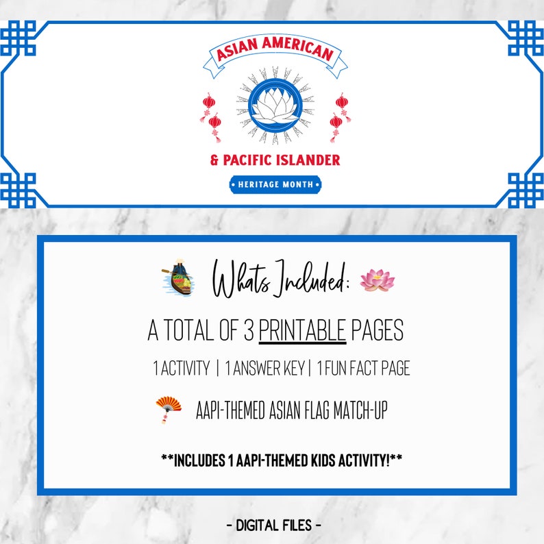 AAPI Heritage Month Printable Flag Match-up AAPI Printable - Etsy