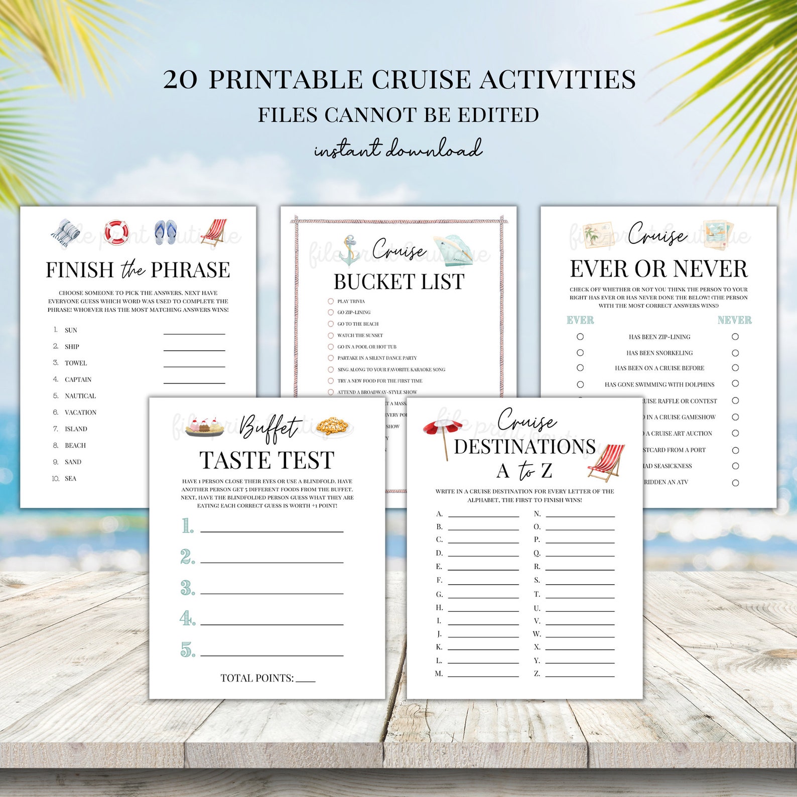 Cruise Games Bundle: 20 Printable Vacation Activities (digital Download ...
