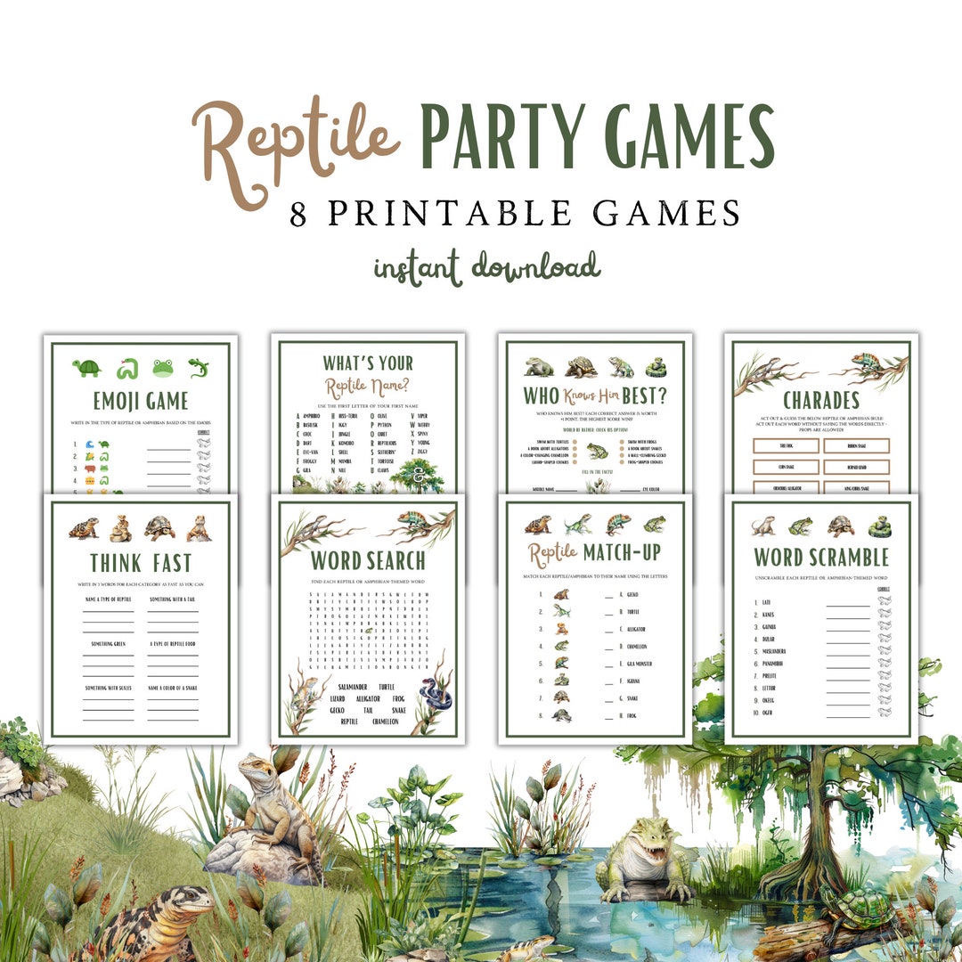 Reptile Party Games: Printable Activity Bundle (digital Download) - Etsy