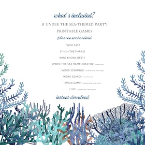 Under the Sea Party Games for Kids Printable, Under the Sea Printable ...