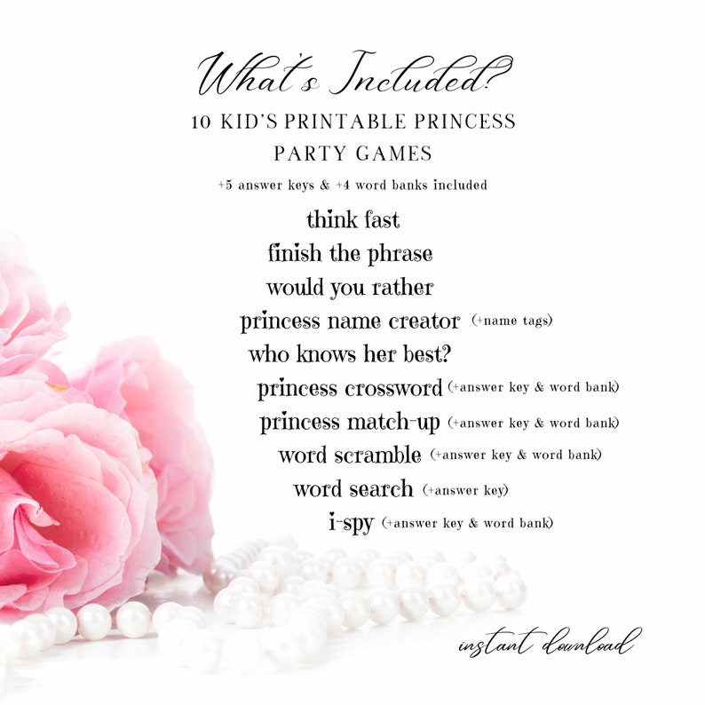 Princess Party Games: 10 Printable Activities (digital Download) - Etsy