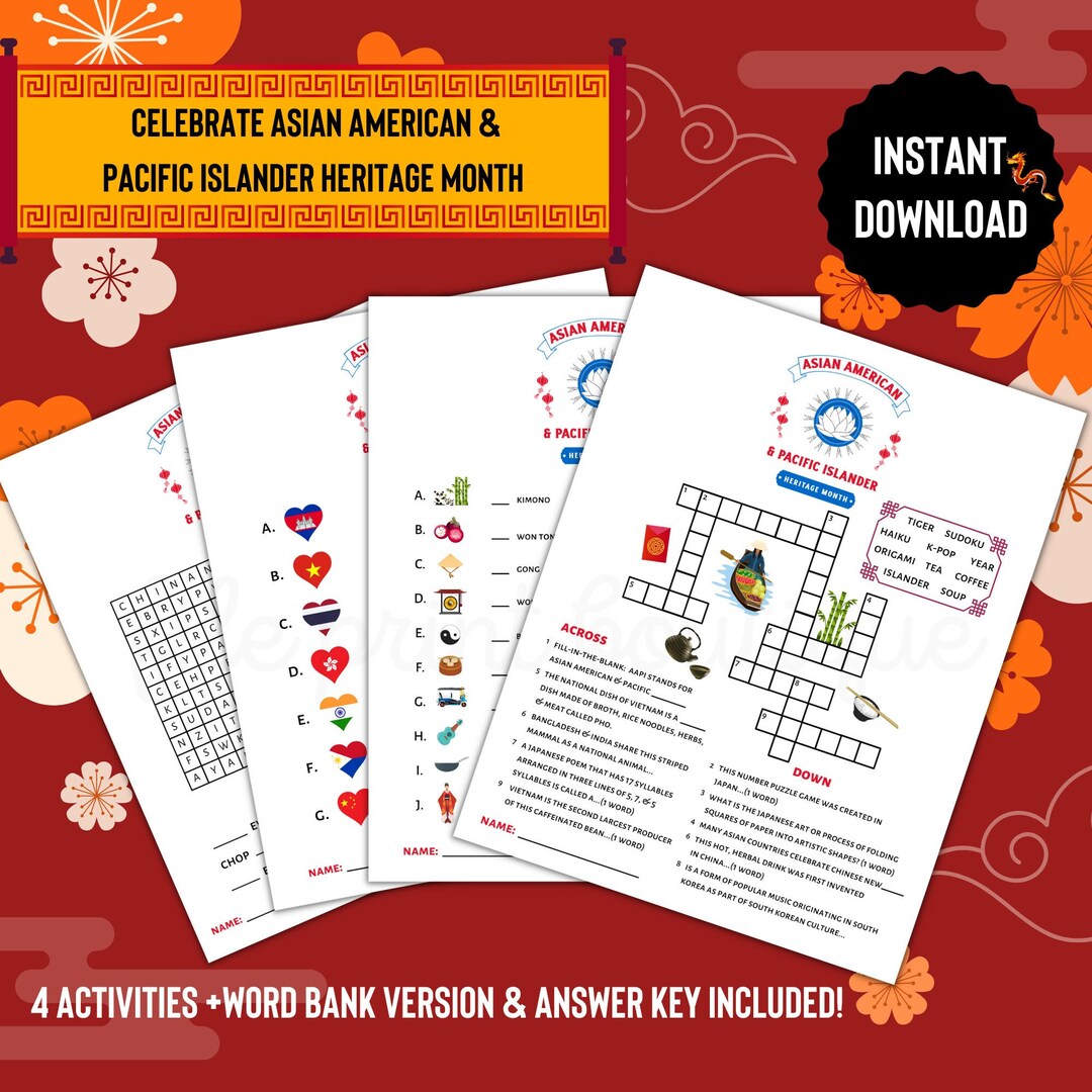 AAPI Heritage Month Printable Activity Bundle for Kids (digital ...