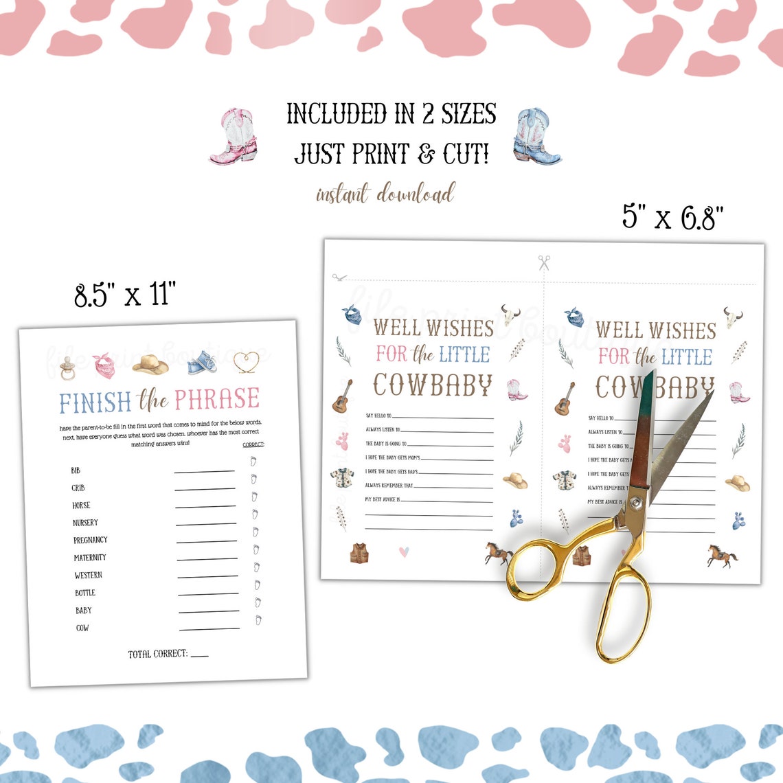 Cowbaby Gender Reveal Games Printable Western Gender Reveal - Etsy