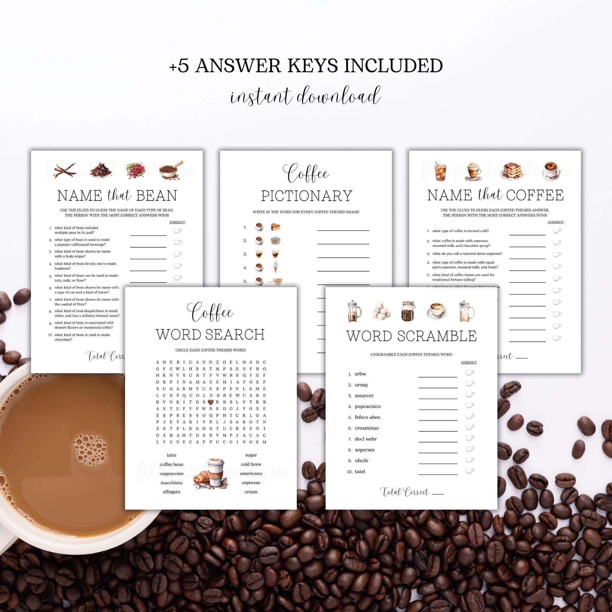 Coffee Games Printable, Coffee Activities, Coffee Shop Games, Coffee ...