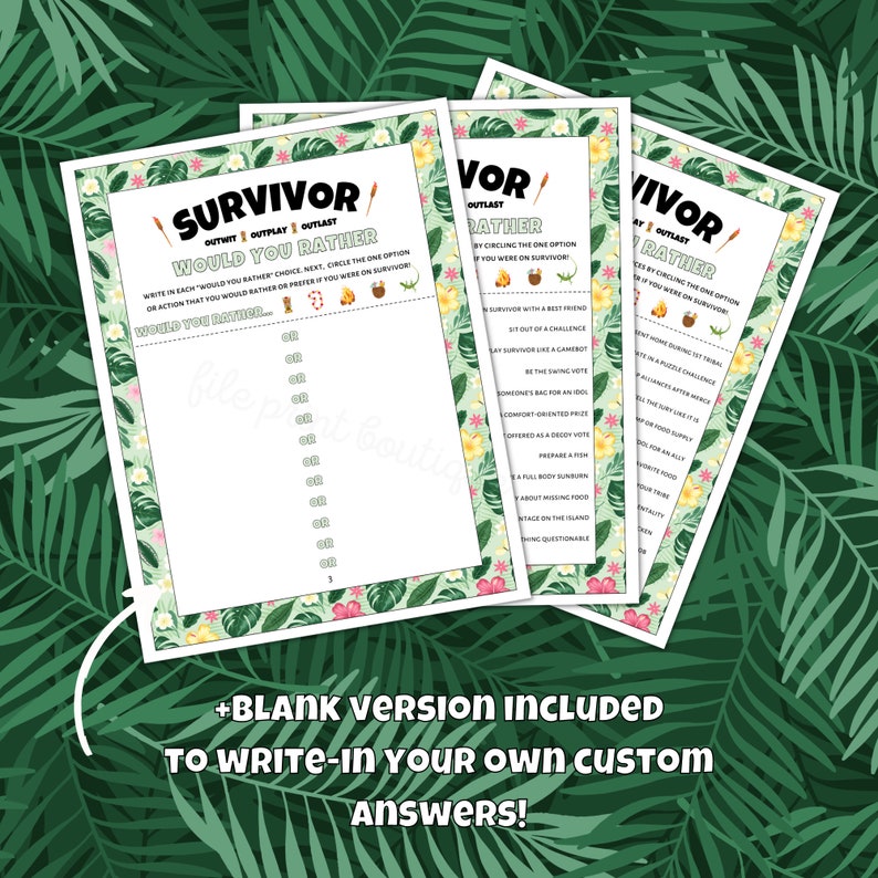 Survivor Party Games Bundle: Printable Activities (digital Download) - Etsy