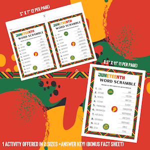 Juneteenth Printable Word Scramble, Juneteenth Activity for Kids ...
