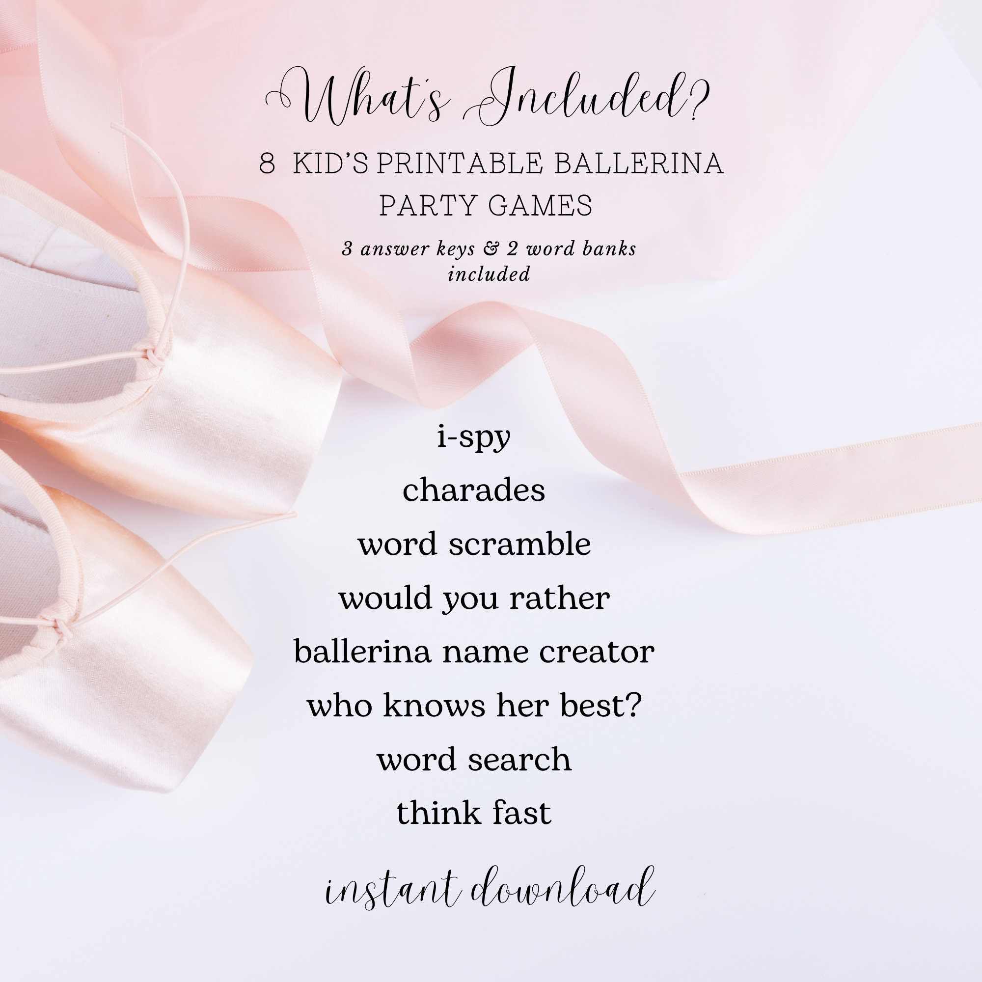 Ballerina Party Games: Printable Ballet Activities Bundle (digital ...