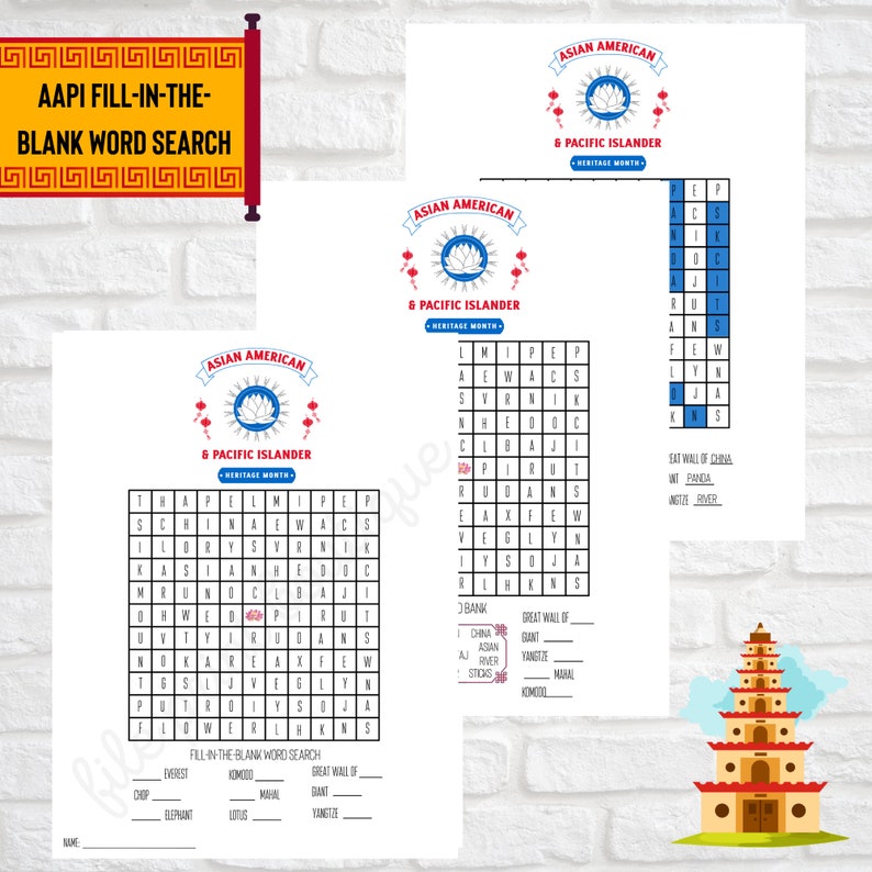 AAPI Heritage Month Printable Activity AAPI Printable Word - Etsy