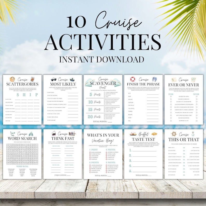 Cruise Games Bundle: 10 Printable Family Activities (digital Download ...