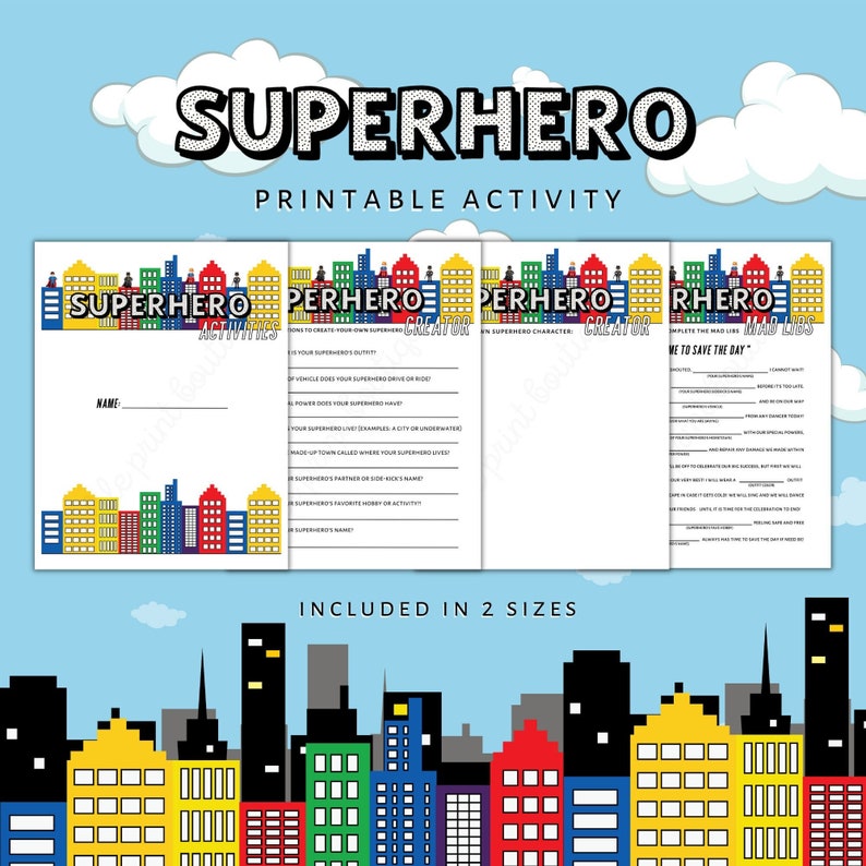 Superhero Mad Libs Printable Activity: Kids Party Game (digital ...