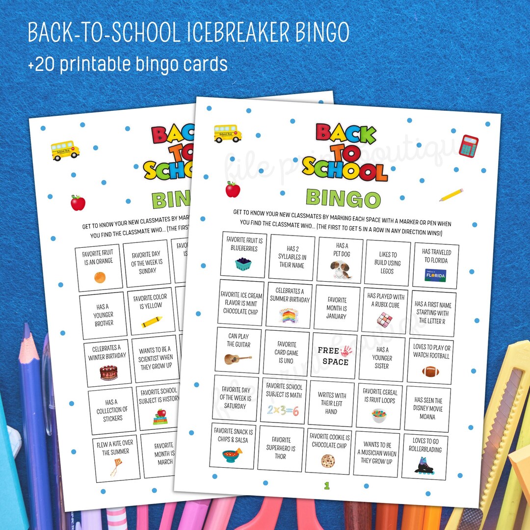 Back to School Printable Bingo, Back to School Bingo, Back to School ...