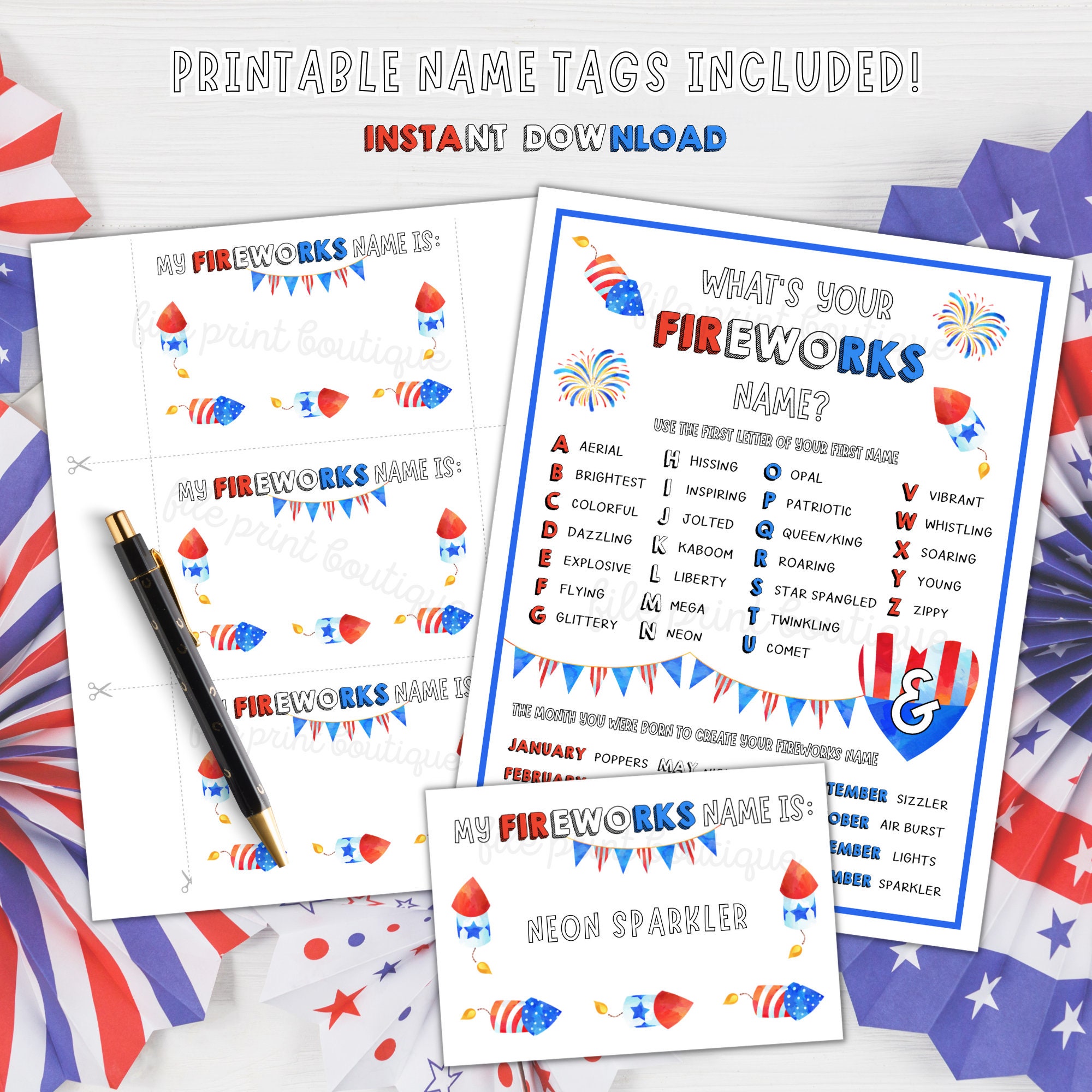 What's Your Fireworks Name Printable, Printable Fireworks Name Creator ...