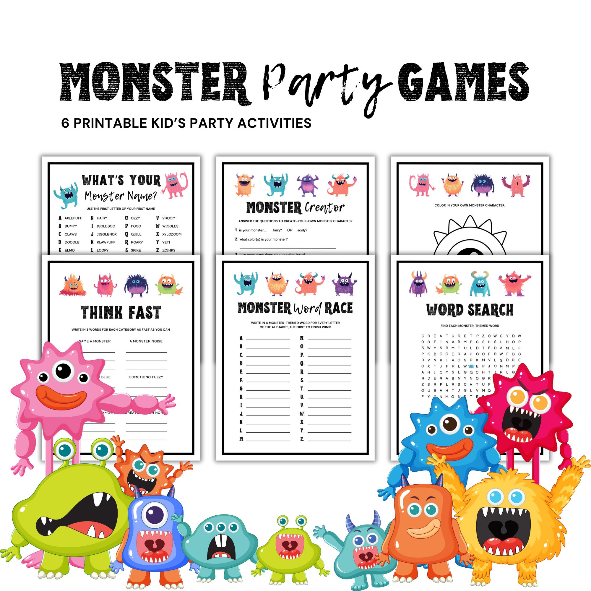 Monster Party Games, Printable Monster Games, Monster Games for Kids ...