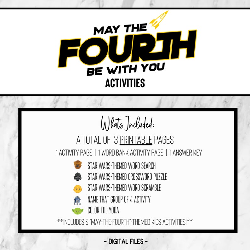 May the 4th Star Wars Printable Kids Activities,star Wars Crossword ...