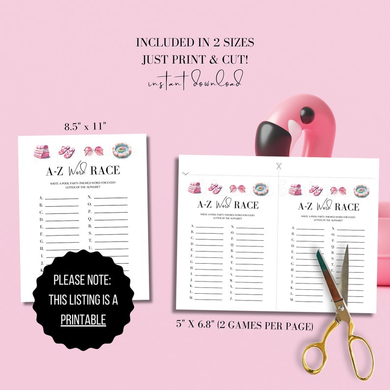 Pool Party Games Printable, Printable Pool Party Games, Pool Party Game ...