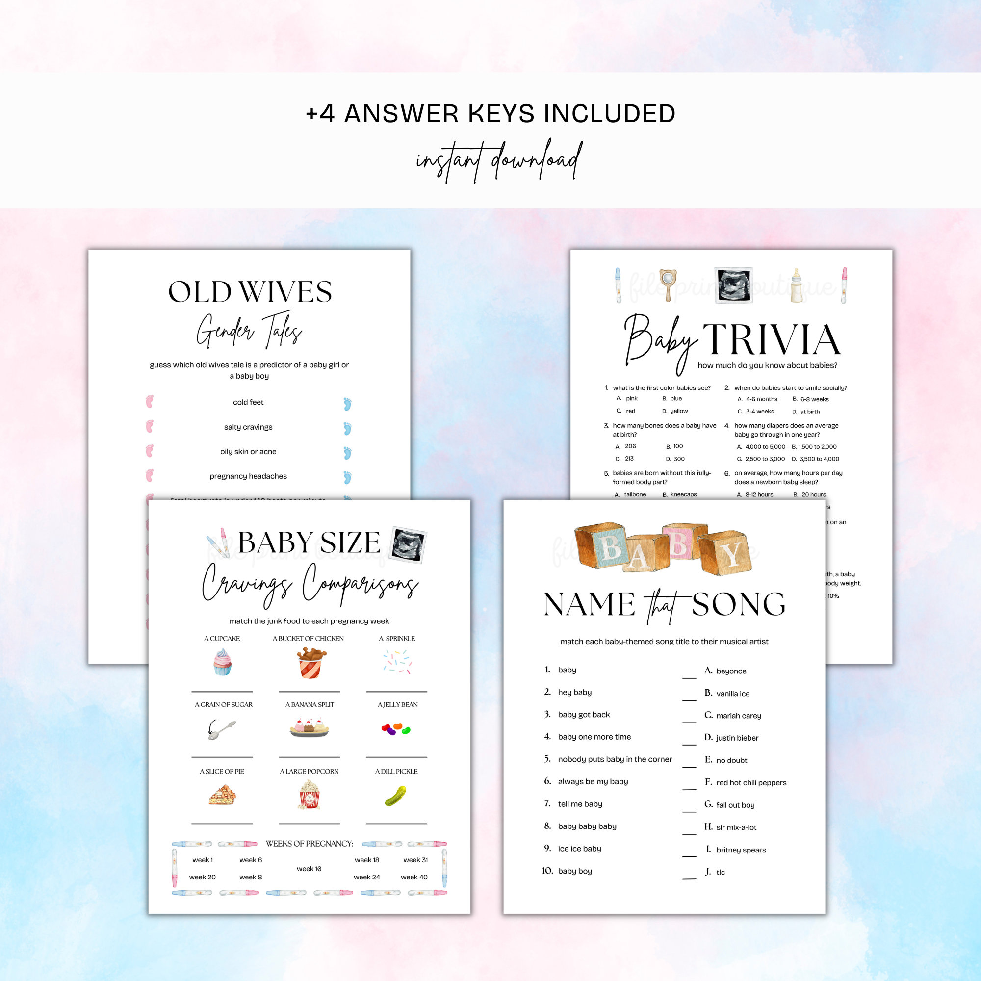 Gender Reveal Party Games, Printable Gender Reveal Activities, Gender ...