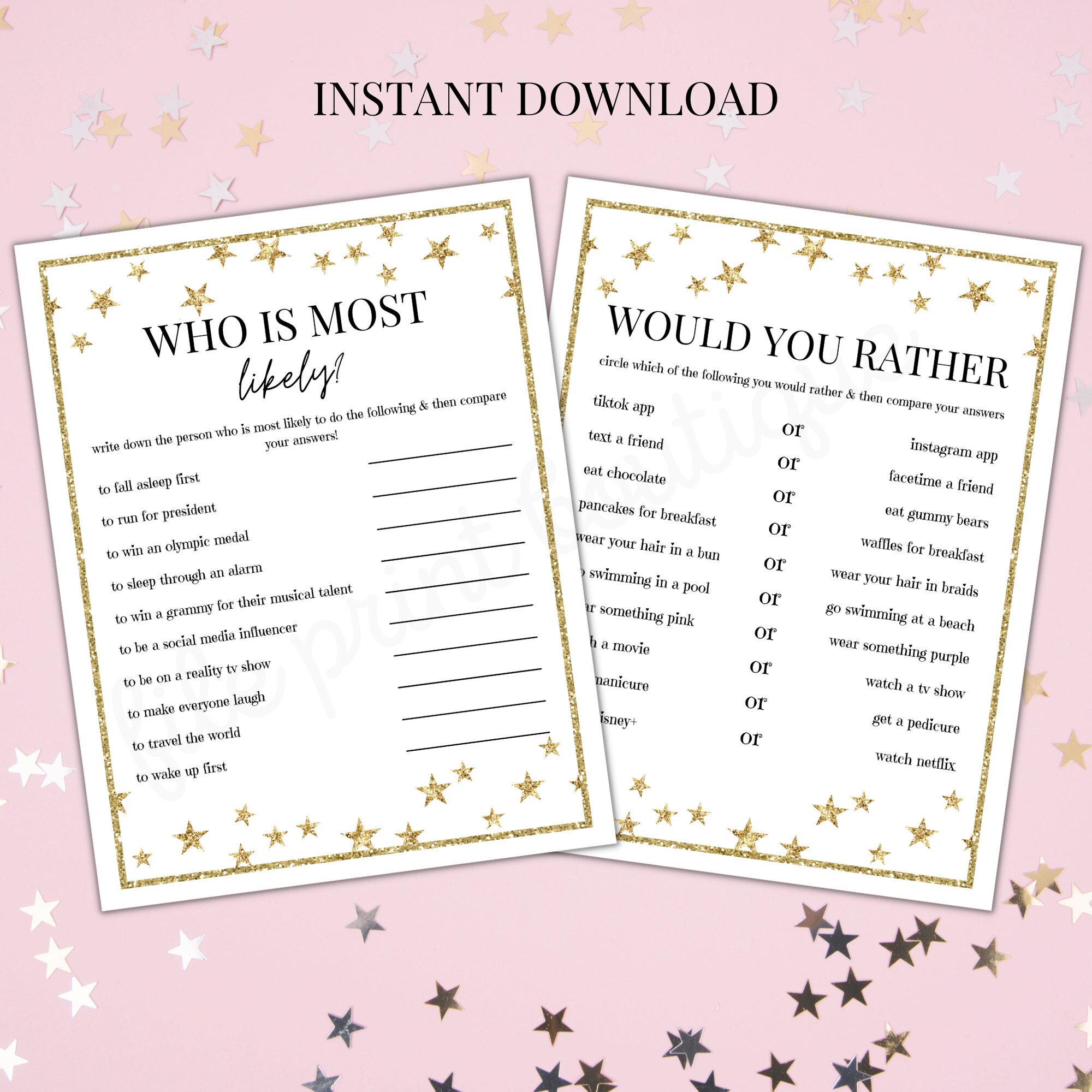 Slumber Party Games Printable Slumber Party Activities - Etsy Australia