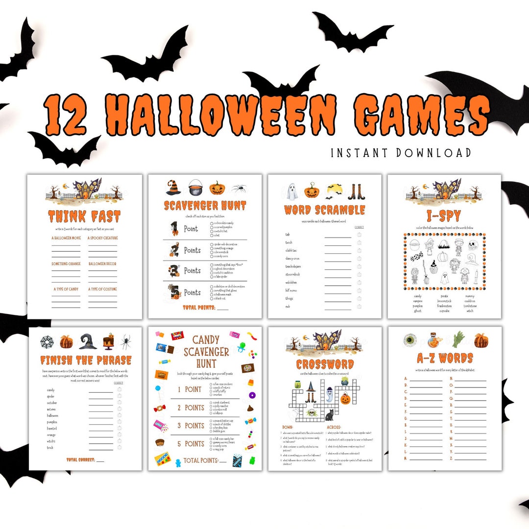 Halloween Printable Games, Halloween Game Bundle, Halloween Printable ...