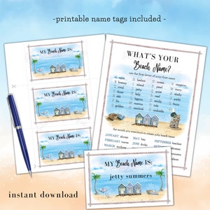 Beach Name Creator Printable: Fun Beach Party Game (digital Download ...