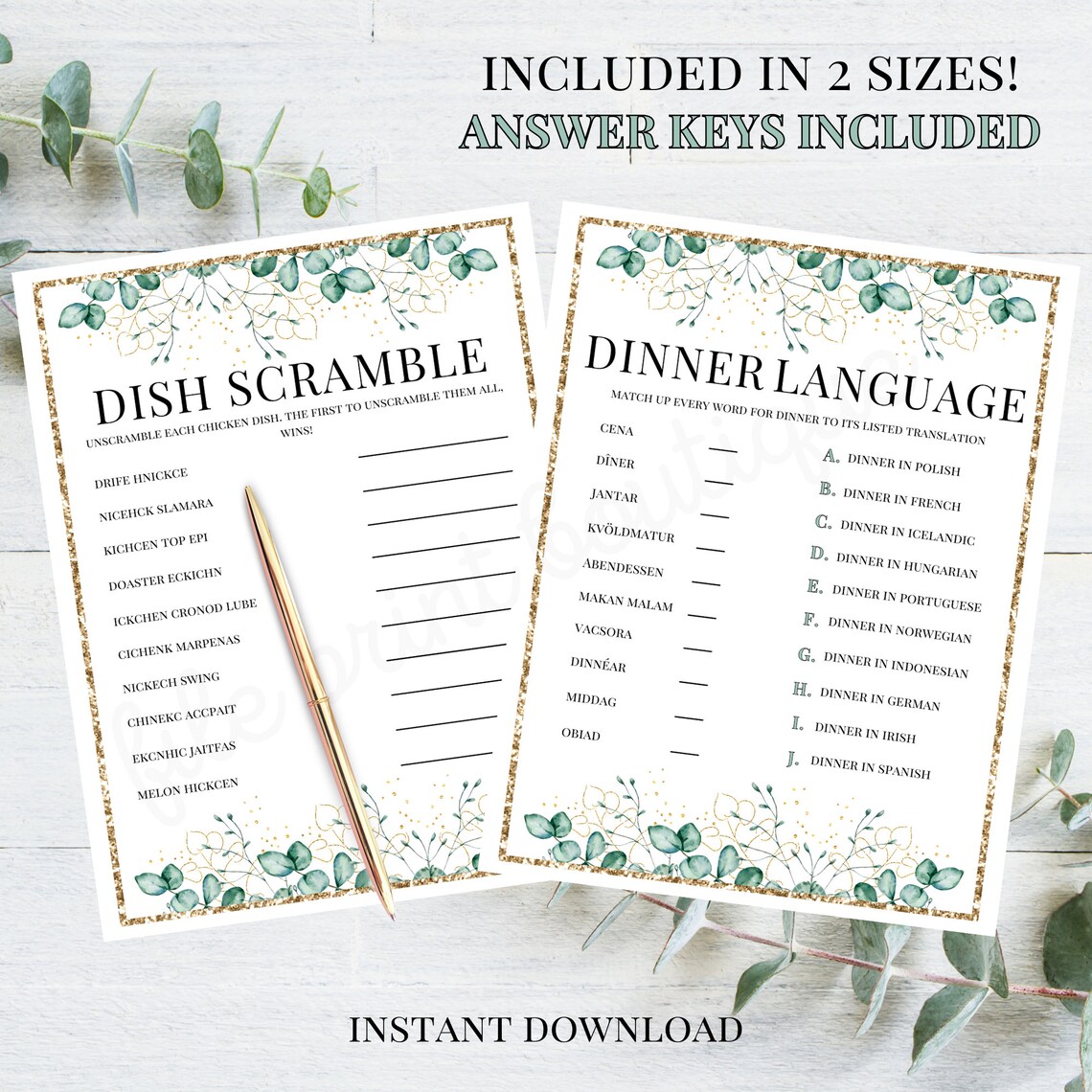 Dinner Party Games Printable Dinner Party Activities - Etsy