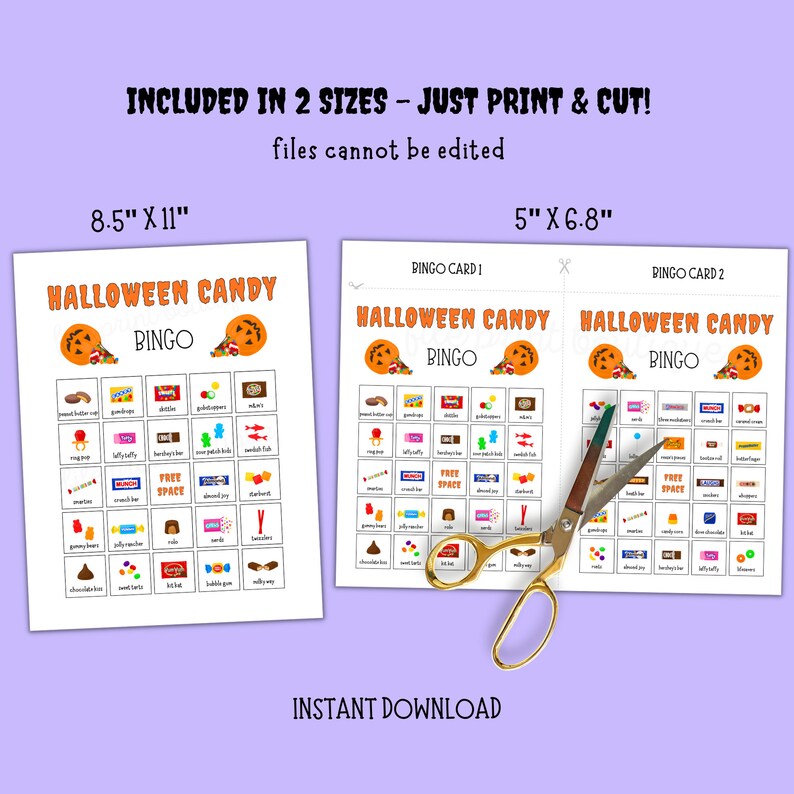 Halloween Candy Bingo Printable, Halloween Printable Bingo, Halloween ...