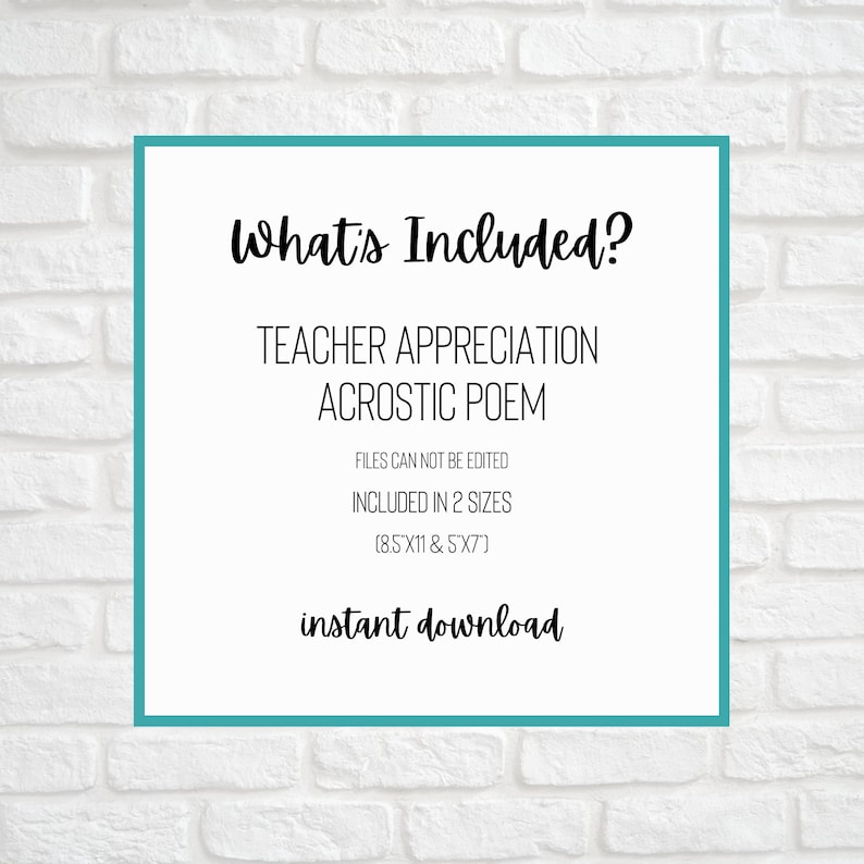 Teacher Appreciation Week Printable, Teacher Acrostic Poem, Teacher ...