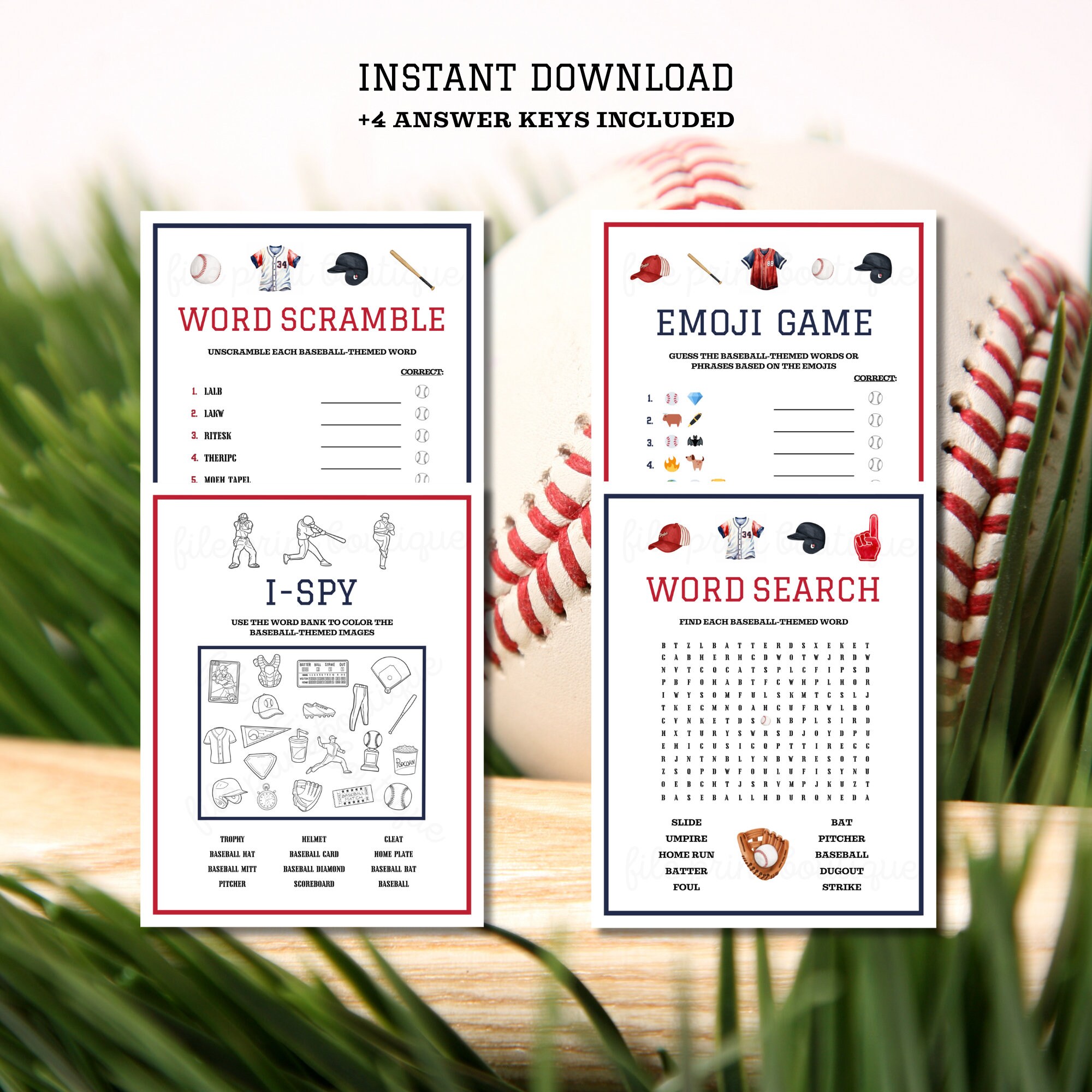 Baseball Party Games, Printable Baseball Games, Baseball Games for Kids ...