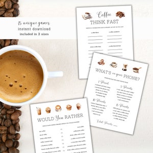 Coffee Party Games Printable: Minimalist Activity Bundle (digital ...