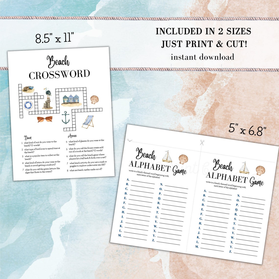 Beach Printable Games, Family Beach Games, Printable Beach Activities ...