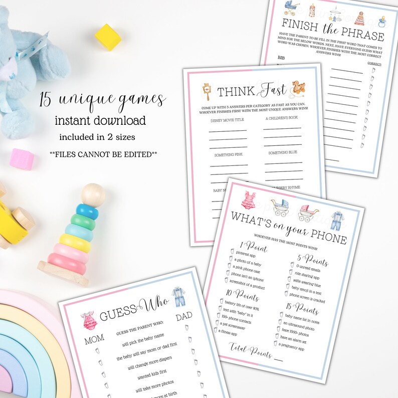 Gender Reveal Party Games Printable Gender Reveal Activities - Etsy
