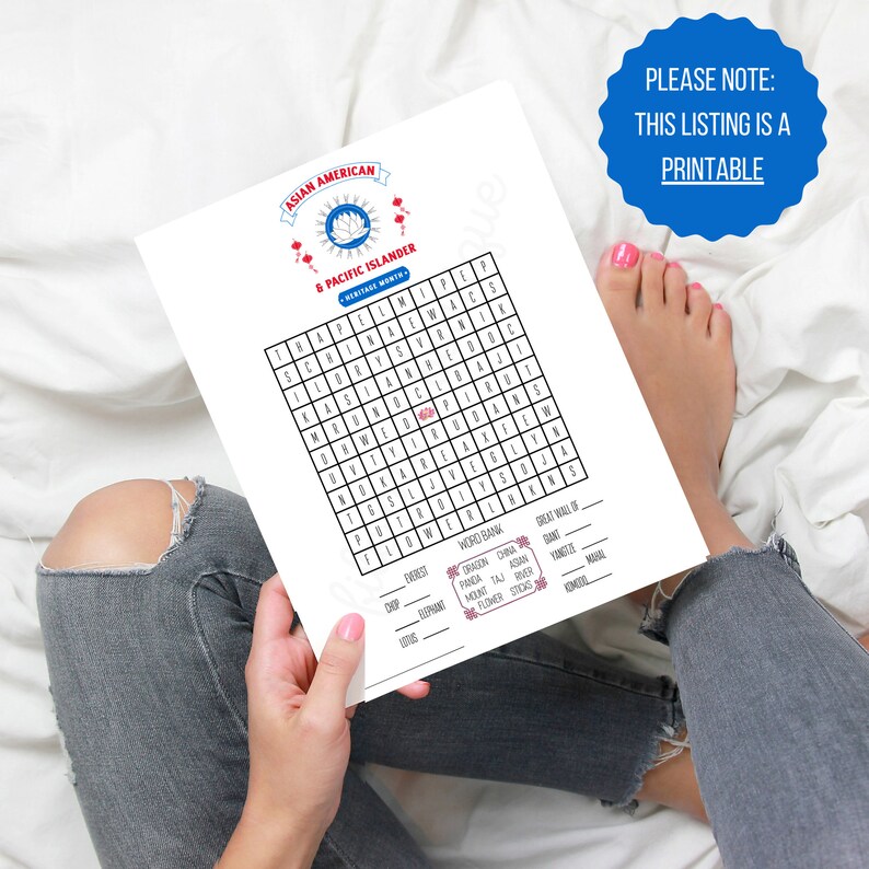 AAPI Heritage Month Printable Activity AAPI Printable Word - Etsy