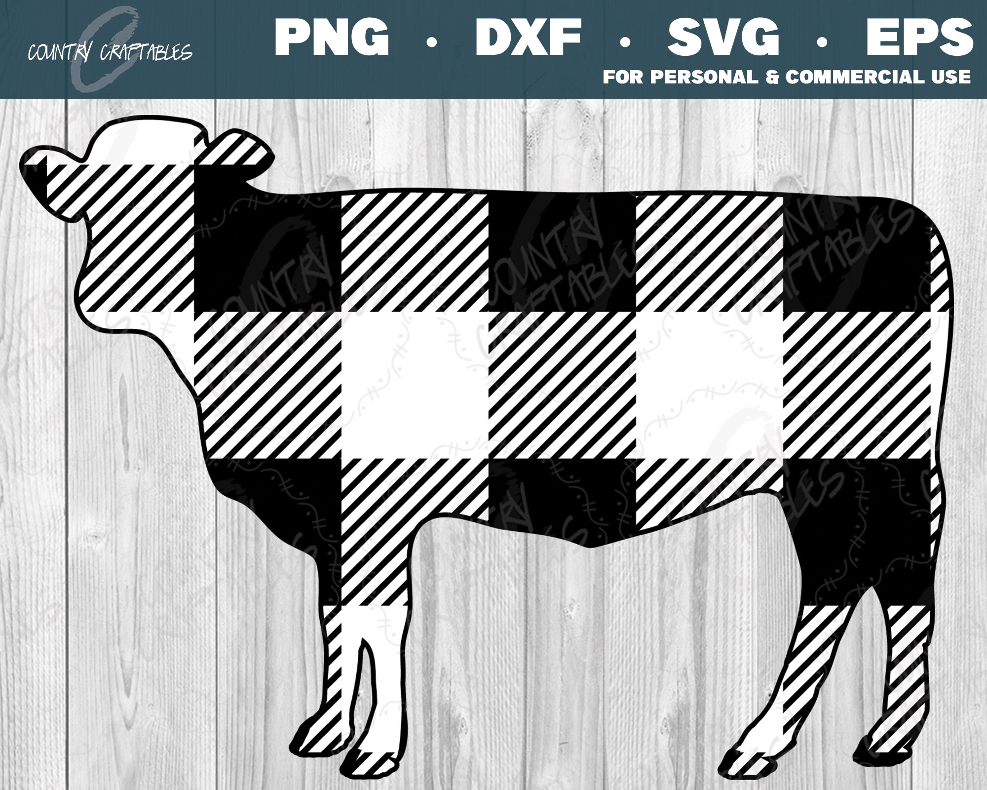 Cow Svg, Plaid Svg, Plaid Cow Svg, Black White Cow Svg, Cow Png ...