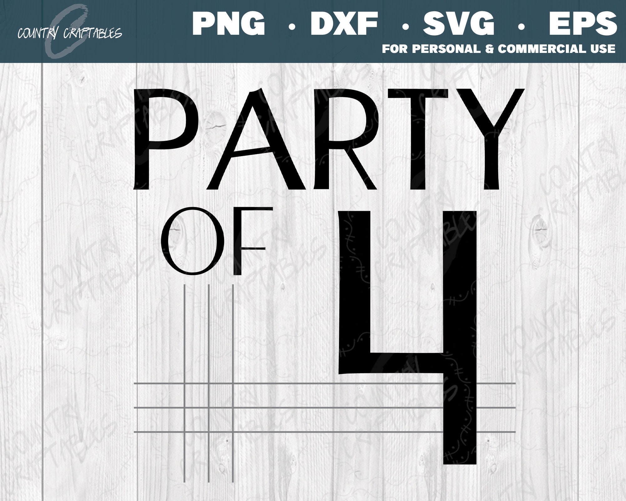 Party of 4 Sign Svg Rustic Party of SVG Tiered Tray Sign - Etsy