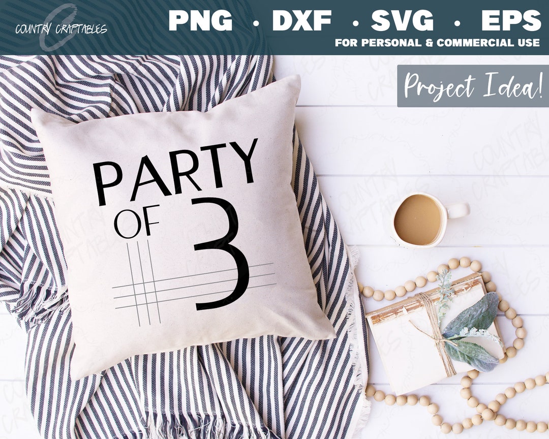 Party of 3 Sign SVG: Rustic Farmhouse Tiered Tray Cut File - Etsy