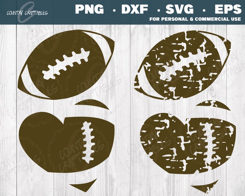 Football SVG Bundle Football Heart Svg Distressed Football - Etsy