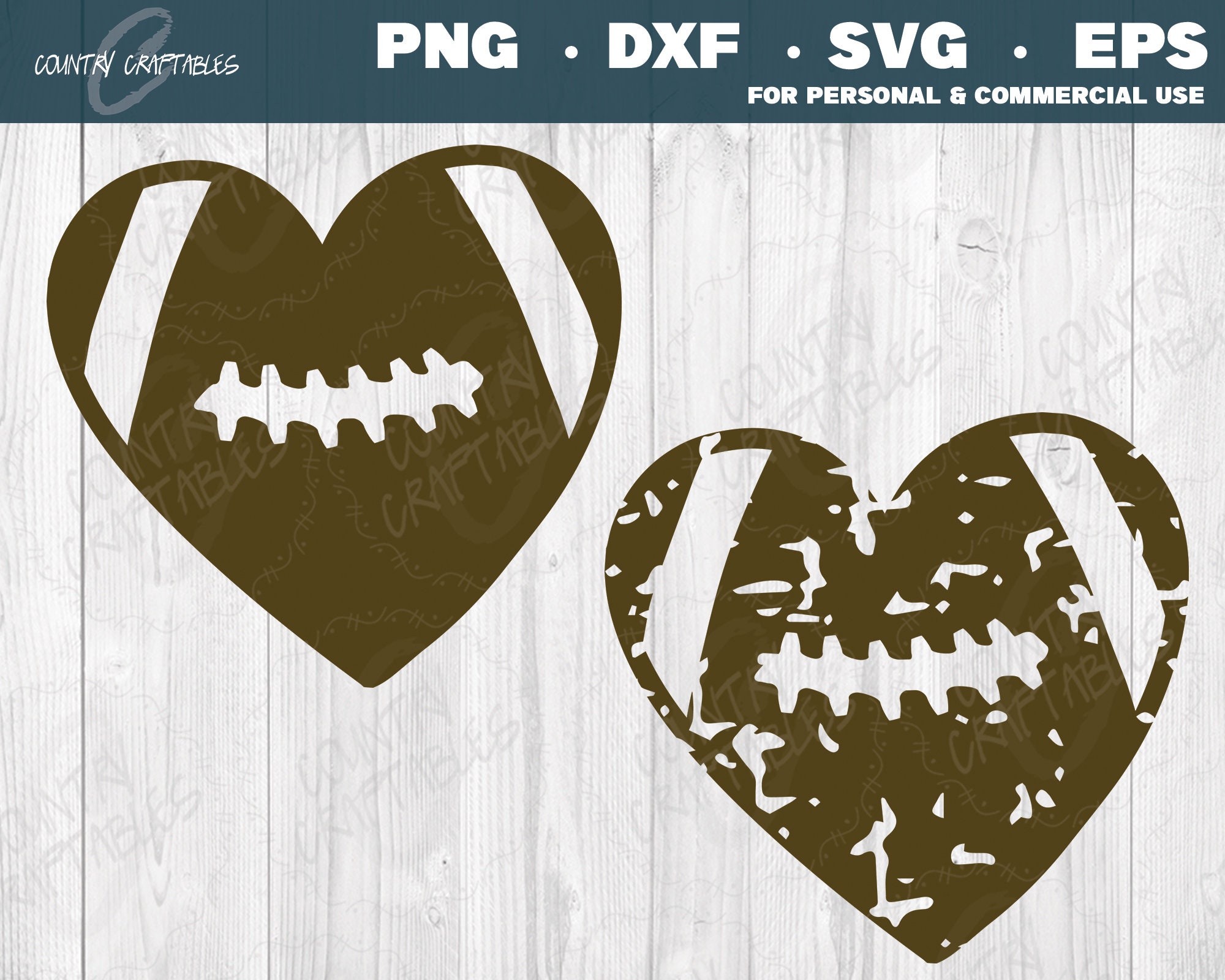 Football Heart SVG Football SVG Bundle Distressed Football | Etsy
