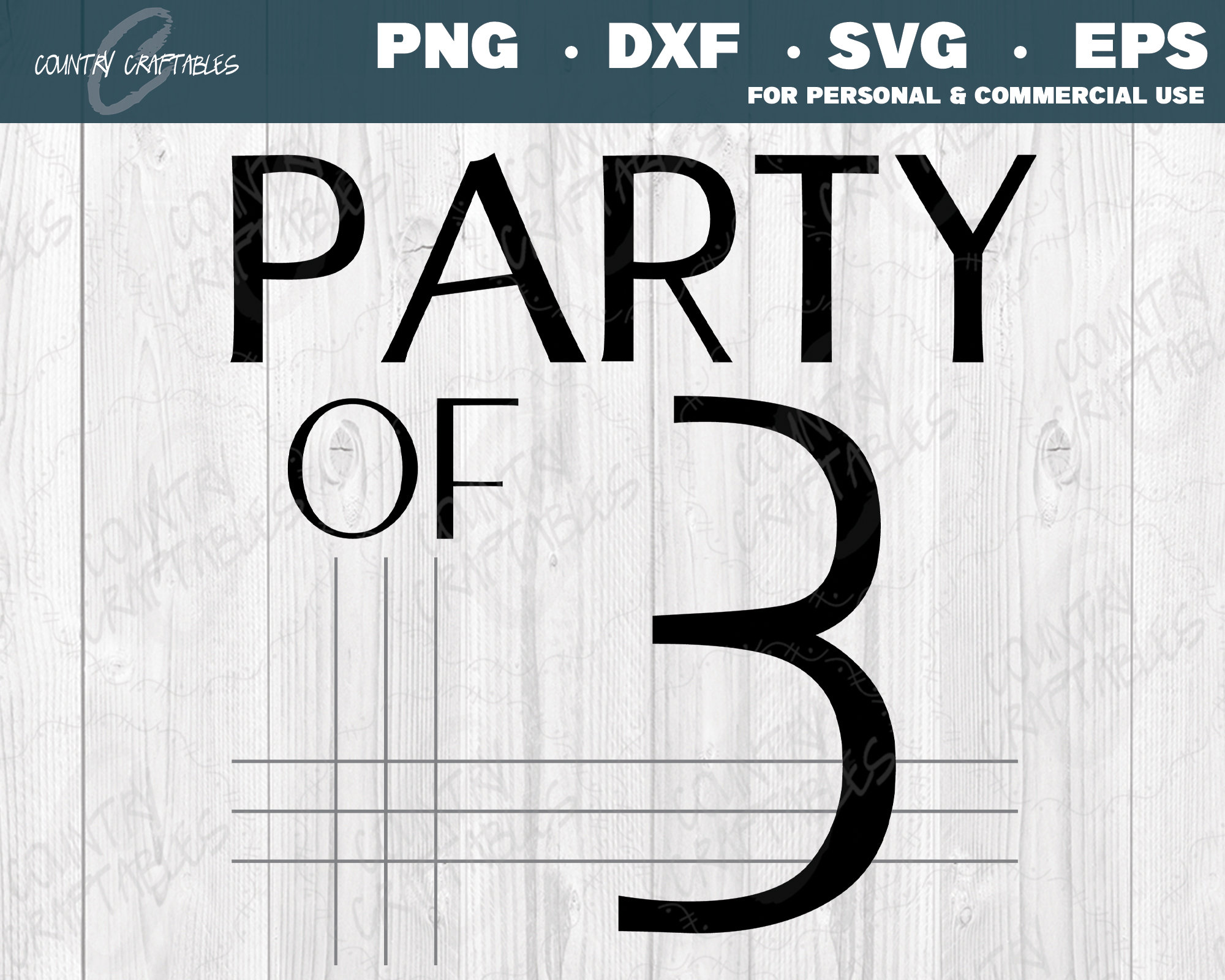 Party of 3 Sign Svg Rustic Party of SVG Tiered Tray Sign - Etsy